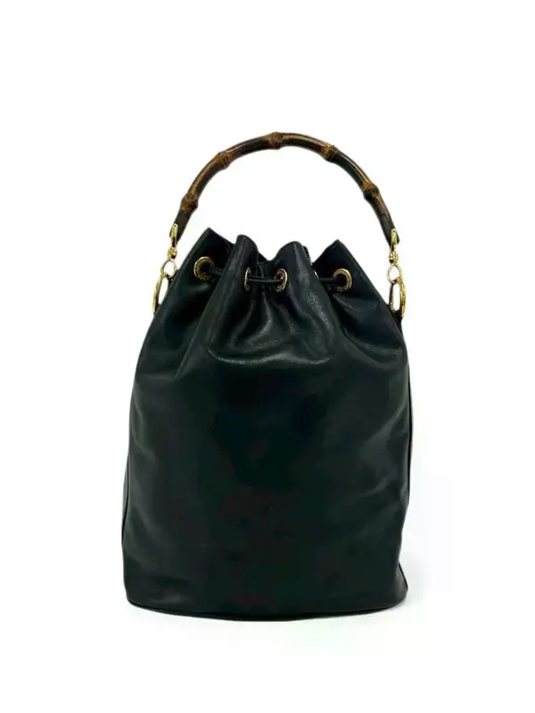 Gucci 20th Century Calfskin Bamboo Satchel - Black