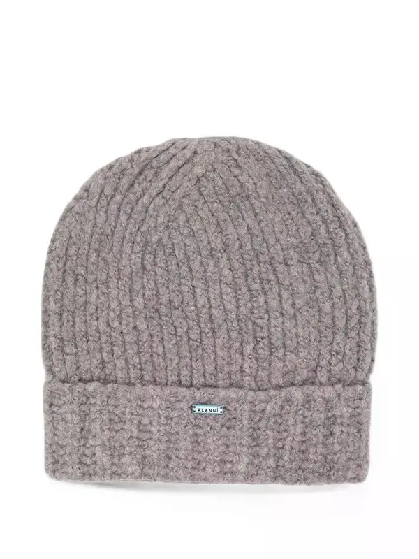 Alanui Ribbed-knit Cashmere Beanie Hat - Grey