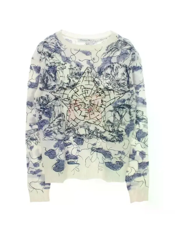 Dior Around The World" Embroidered Cashmere Sweater