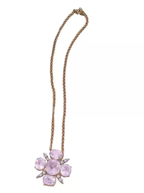 Irene Neuwirth Gemmy Gem Mosaic Kunzite And Diamond Necklace - Pink