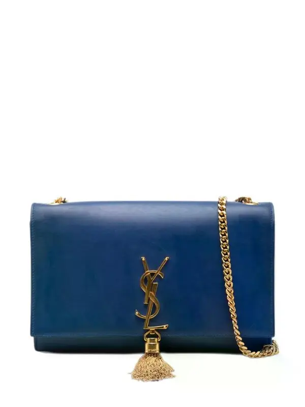 Saint Laurent 2015 Medium Smooth Calfskin Monogram Kate Tassel Crossbody Bag - Blue
