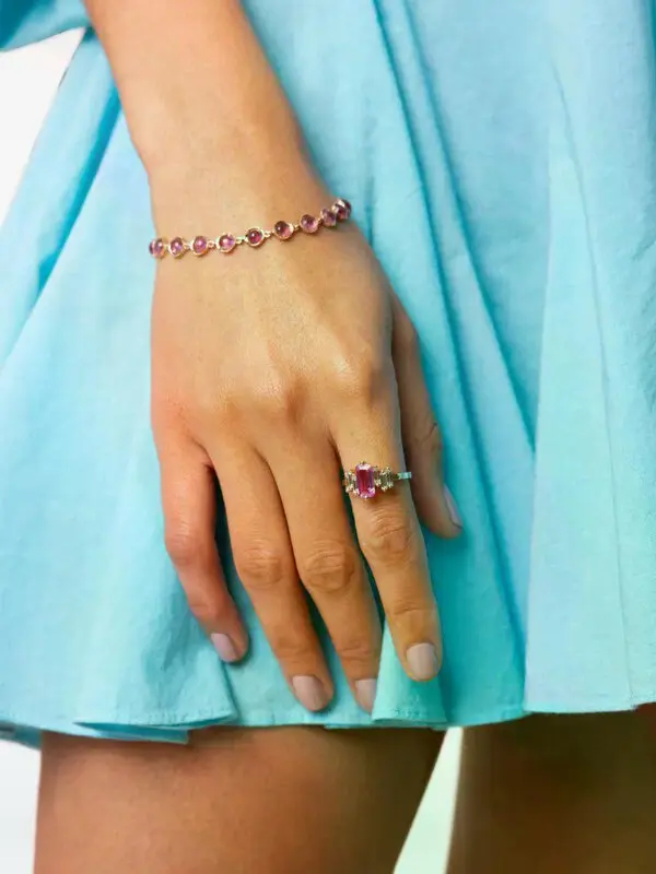 SUZANNE KALAN Sapphire And Diamond Ring In 18k Rose Gold - Pink