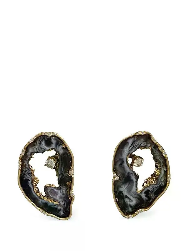 DENISE CASSOU Agate And Diamond Earrings - Gold