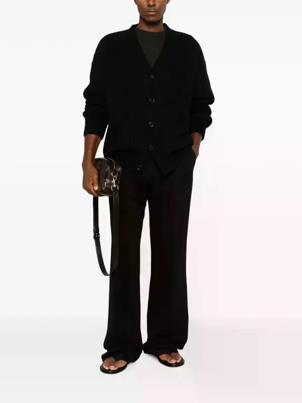ROBERTO COLLINA Ribbed-knit V-neck Cardigan