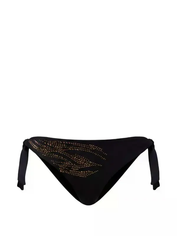 TWINSET Bikini Thong With Animal Pattern Rhinestones - Black