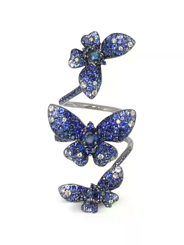 STEFERE Butterfly Sapphire And Diamond Ring - Silver