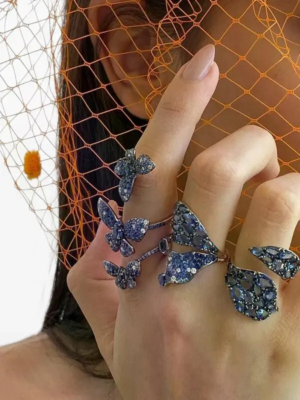 STEFERE Butterfly Sapphire And Diamond Ring - Silver