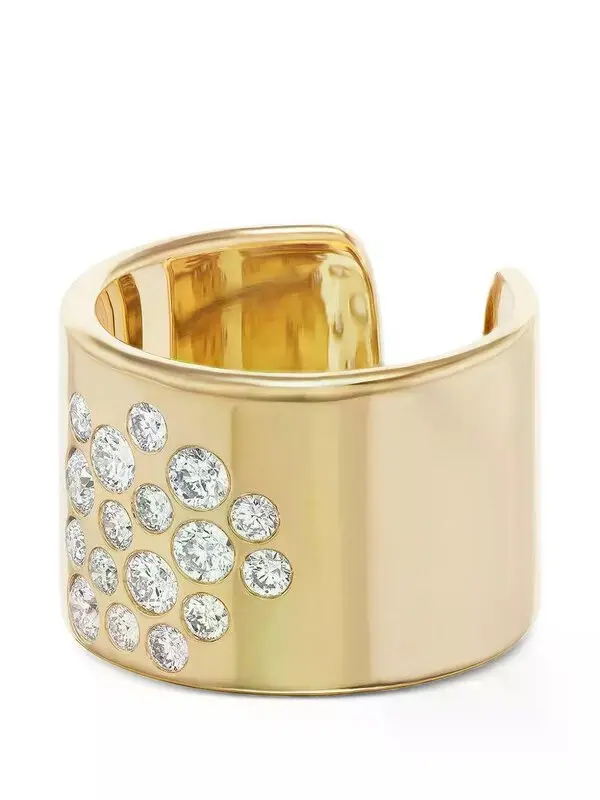 UNIFORM OBJECT Diamond Mega Cuff Ring In 18k Yellow