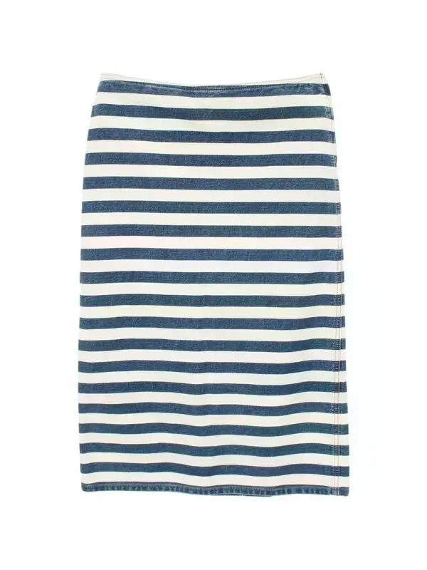 Prada 2010s Logo Plate Striped Skirt