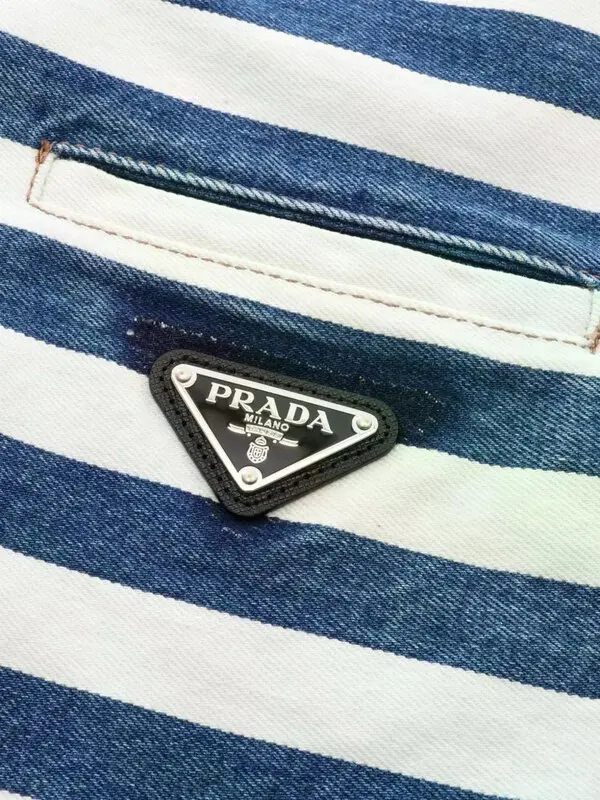 Prada 2010s Logo Plate Striped Skirt