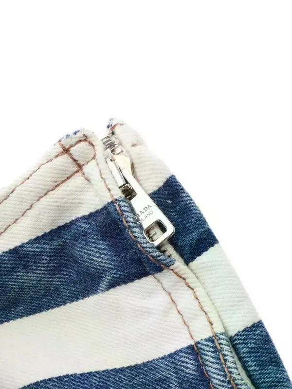 Prada 2010s Logo Plate Striped Skirt