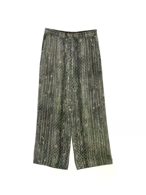ZIGGY CHEN Abstract Print Drawstring Trousers - Green