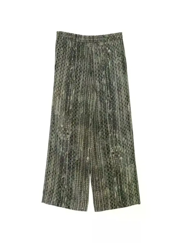 ZIGGY CHEN Abstract Print Drawstring Trousers - Green