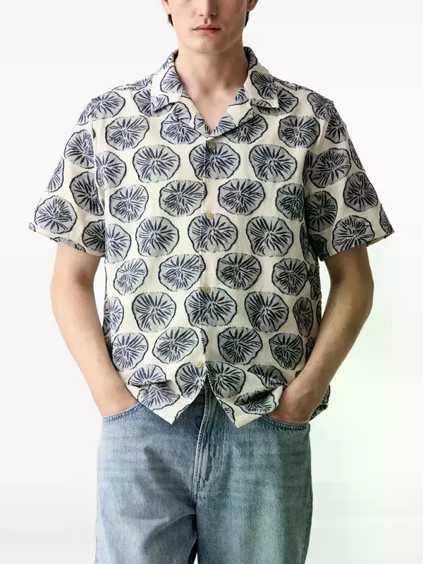 LES DEUX Dahlia Floral-pattern Short-sleeved Shirt