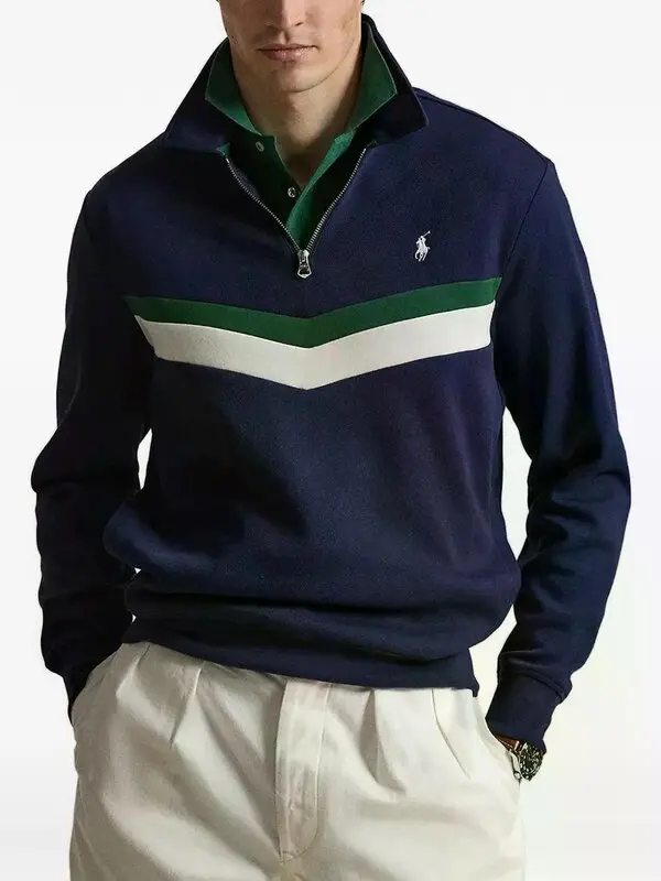 Polo Ralph Lauren Chevron-stripe Quarter-zip Polo Shirt