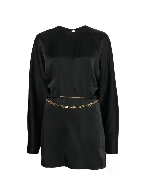 Saint Laurent Chain-link Open-back Mini Dress - Black