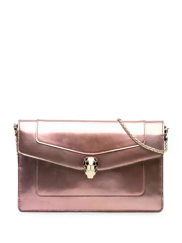 BVLGARI 2010-2026 Patent Serpenti Forever Wallet On Chain Crossbody Bag - Pink