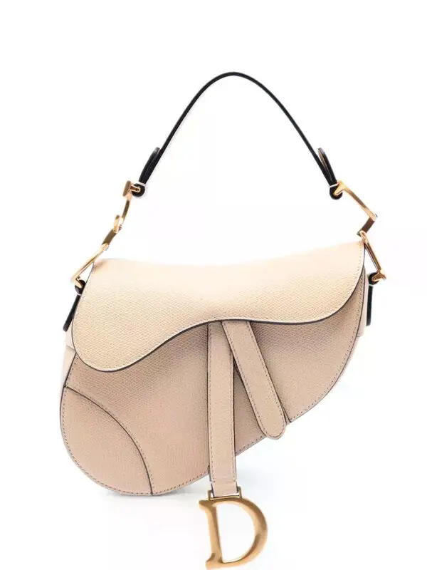 Dior 2019 Mini Grained Calfskin Saddle Bag Satchel - Neutrals