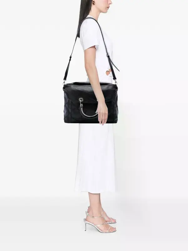 Dior 2009 Large Lambskin Cannage Polochon Granville Satchel - Black