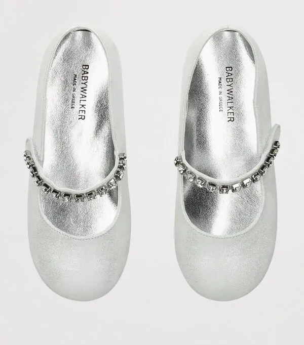 BABYWALKER Leather Crystal-strap Ballet Flats