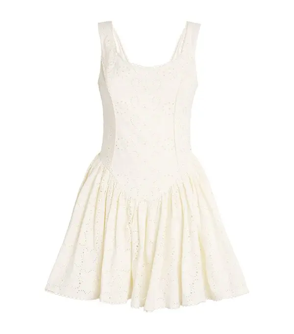 Agua Bendita Cotton Pluma Playa Mini Dress - Ivory