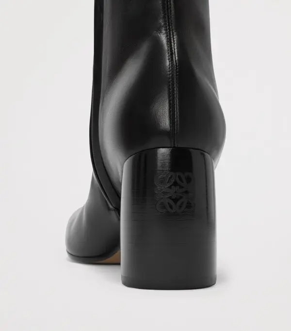 Loewe Leather Oval Heeled Ankle Boots 70
