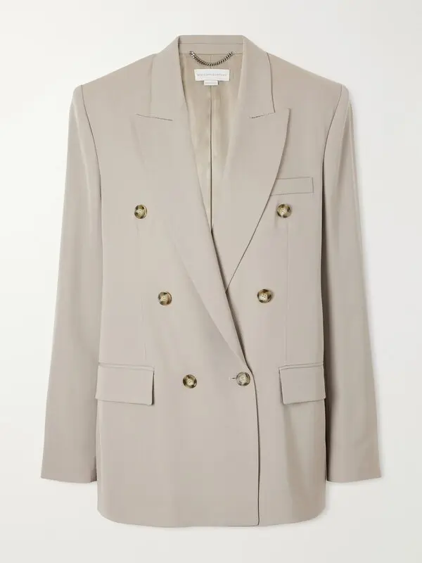 Stella McCartney Double-breasted Oversized Wool-twill Blazer - Neutrals