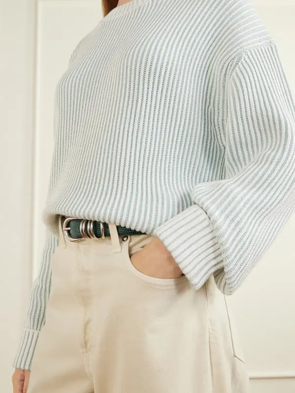 Varley Seymour Two-tone Cotton-knitted Sweater