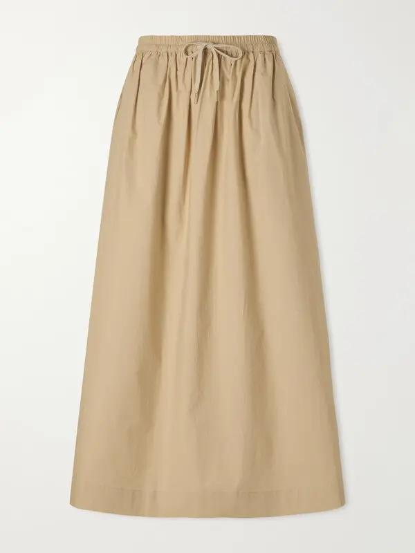 Varley Cambria Gathered Cotton-jersey Midi Skirt