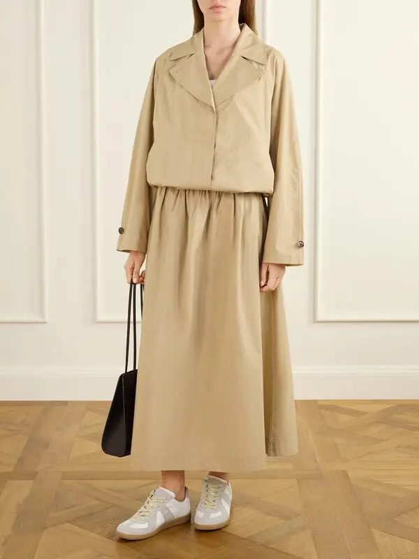 Varley Cambria Gathered Cotton-jersey Midi Skirt