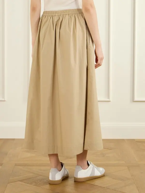 Varley Cambria Gathered Cotton-jersey Midi Skirt