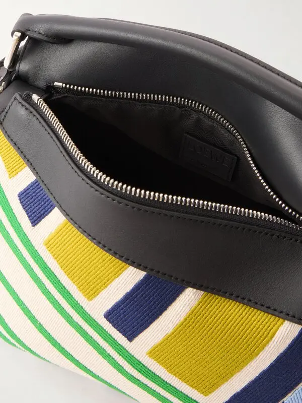 Loewe Puzzle Striped Leather-trimmed Canvas Mini Bag