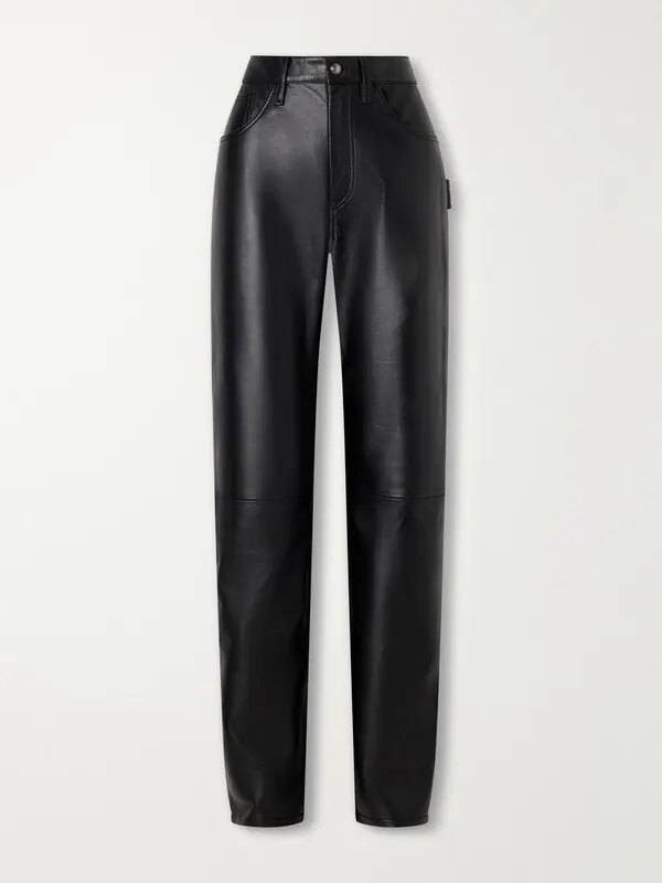Altuzarra Mills Leather Straight-leg Pants - Black