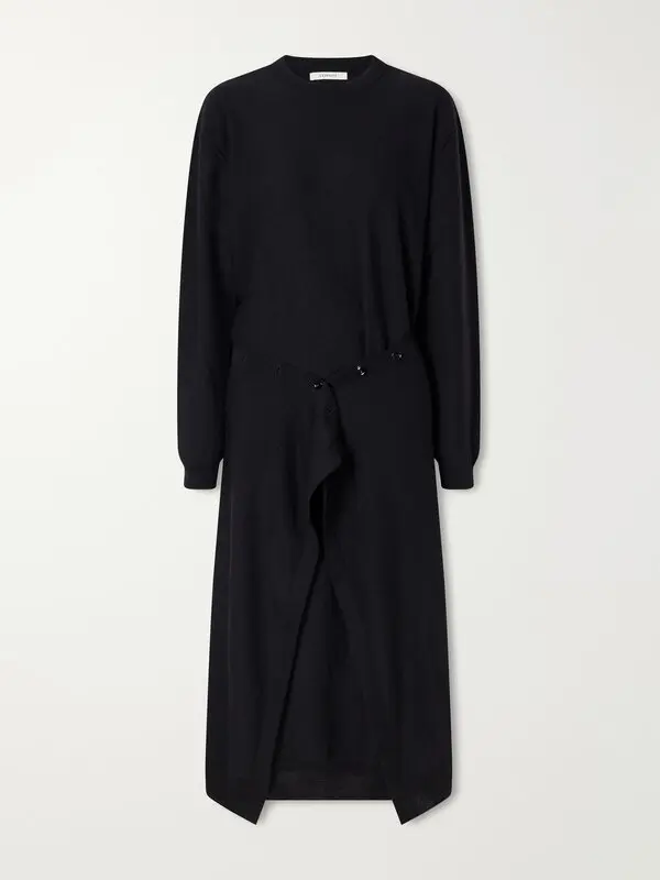 LEMAIRE Buttoned Wool-blend Knitted Midi Dress