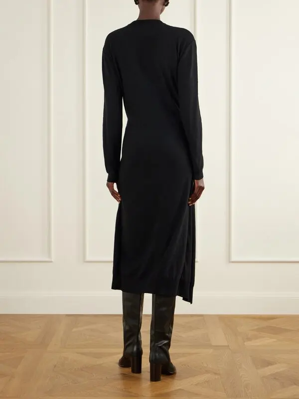 LEMAIRE Buttoned Wool-blend Knitted Midi Dress