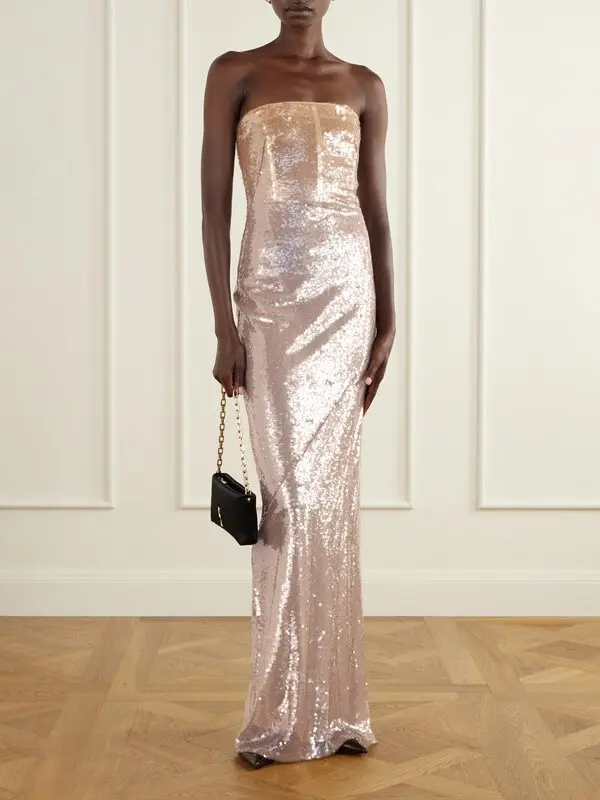 Galvan Moonlight Strapless Sequined Tulle Gown