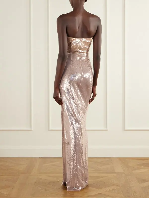 Galvan Moonlight Strapless Sequined Tulle Gown