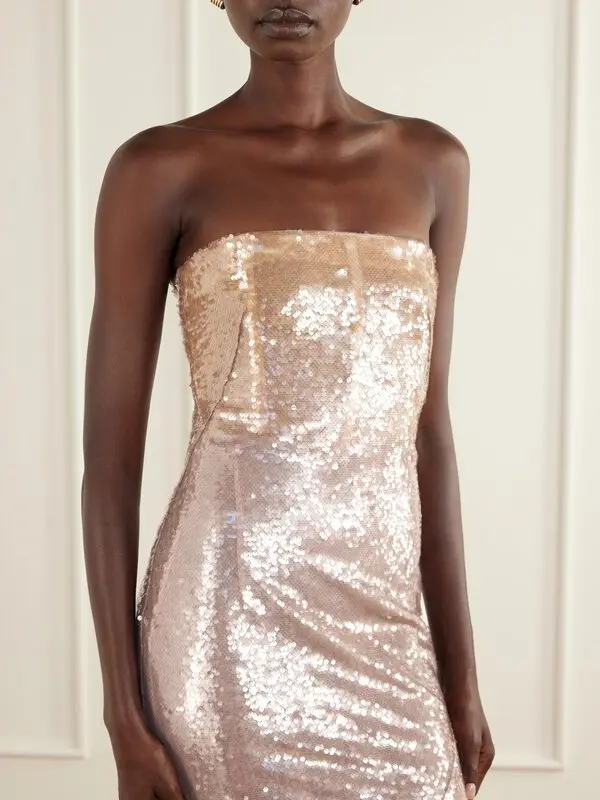 Galvan Moonlight Strapless Sequined Tulle Gown