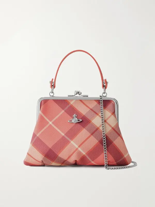 VIVIENNE WESTWOOD Granny Frame Mini Orb-detailed Checked Vegan Material Tote - Pink