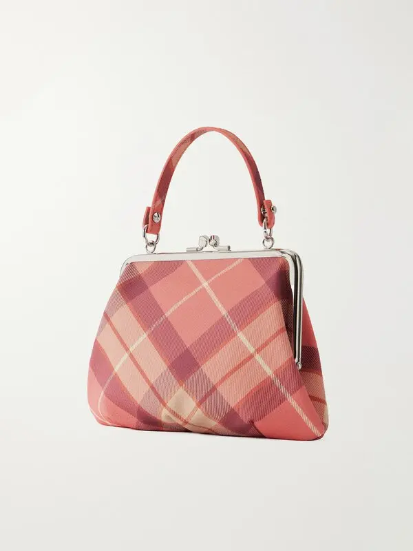 VIVIENNE WESTWOOD Granny Frame Mini Orb-detailed Checked Vegan Material Tote
