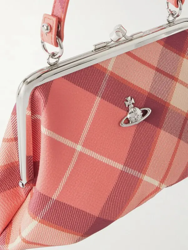VIVIENNE WESTWOOD Granny Frame Mini Orb-detailed Checked Vegan Material Tote