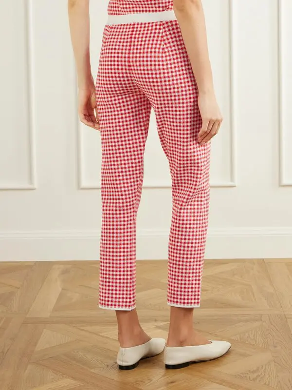 Posse Micah Checked Jersey Straight-leg Capri Pants