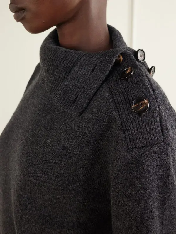 Veronica De Piante Asymmetric Wool And Cashmere-blend Sweater - Gray