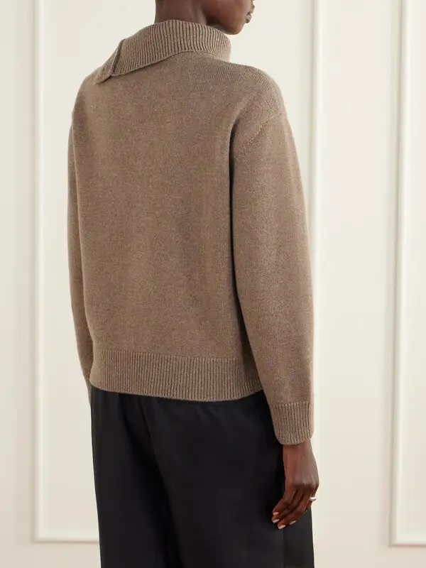 Veronica De Piante Cielo Buttoned Turtleneck Wool And Cashmere-blend Sweater - Brown
