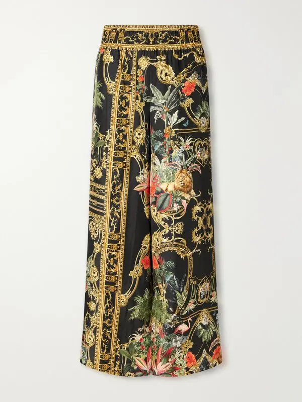 Camilla Cropped Printed Wide-leg Trousers