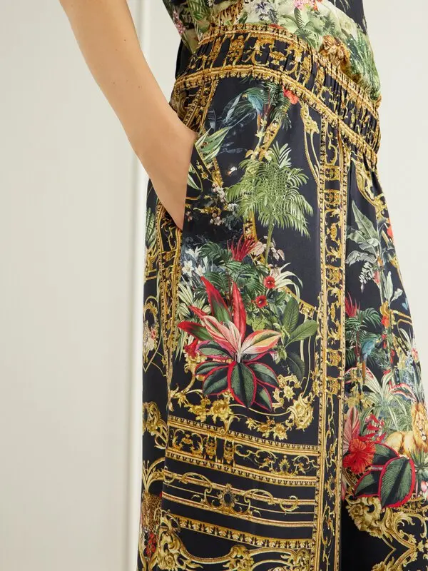 Camilla Cropped Printed Wide-leg Trousers