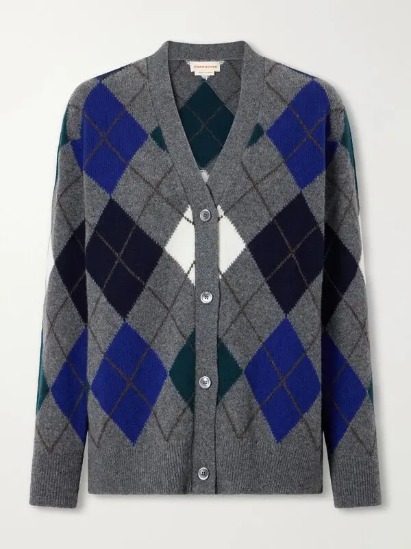 Daughter Ava Argyle Checked Wool Cardigan - Multi