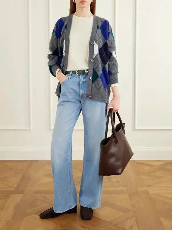 Daughter Ava Argyle Checked Wool Cardigan