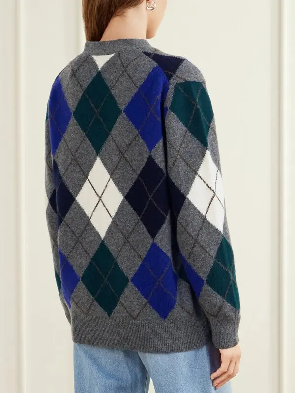 Daughter Ava Argyle Checked Wool Cardigan