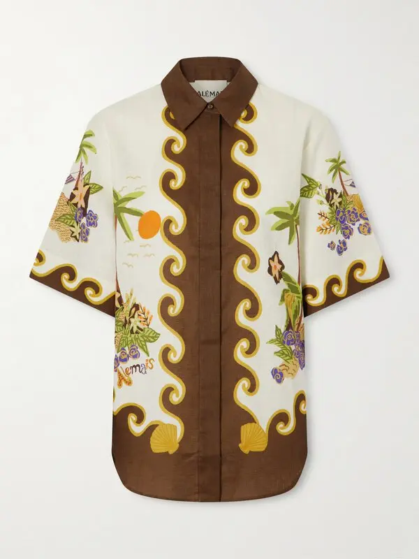 ALEMAIS Island Cove Printed Linen Shirt